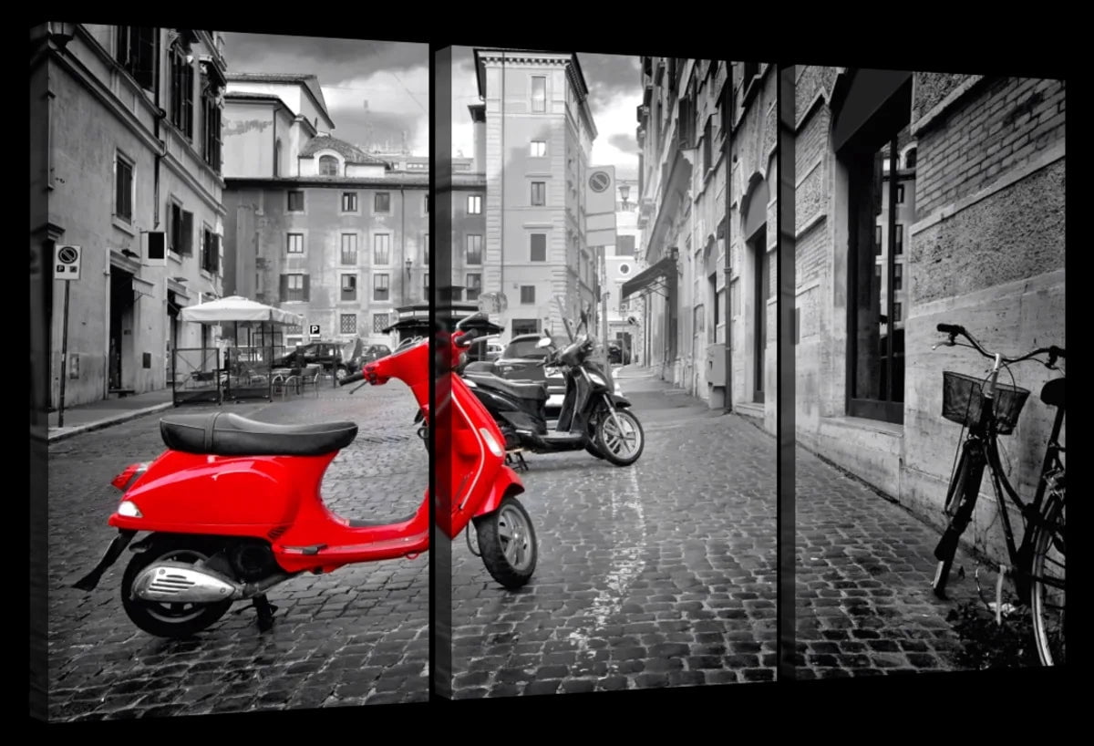 Elephant Stock Red Vespa Pop Wall Art - Horizontal Multi Panel Canvas ...