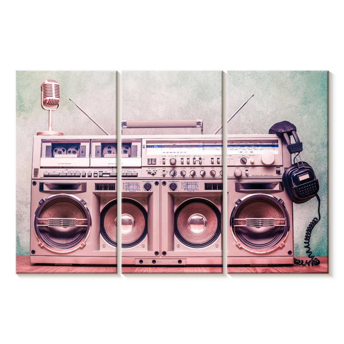 Elephant Stock Retro Boombox Wall Art - Horizontal Multi Panel Canvas ...