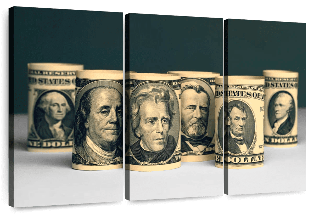 Elephant Stock Rolled American Dollar Bills Wall Art - Horizontal Multi ...
