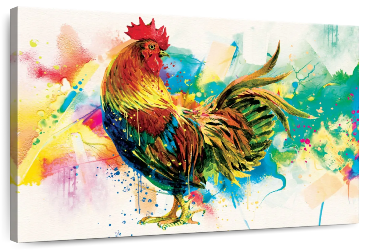 Elephant Stock Rooster Paint Splash Wall Art - Horizontal Canvas Wall ...