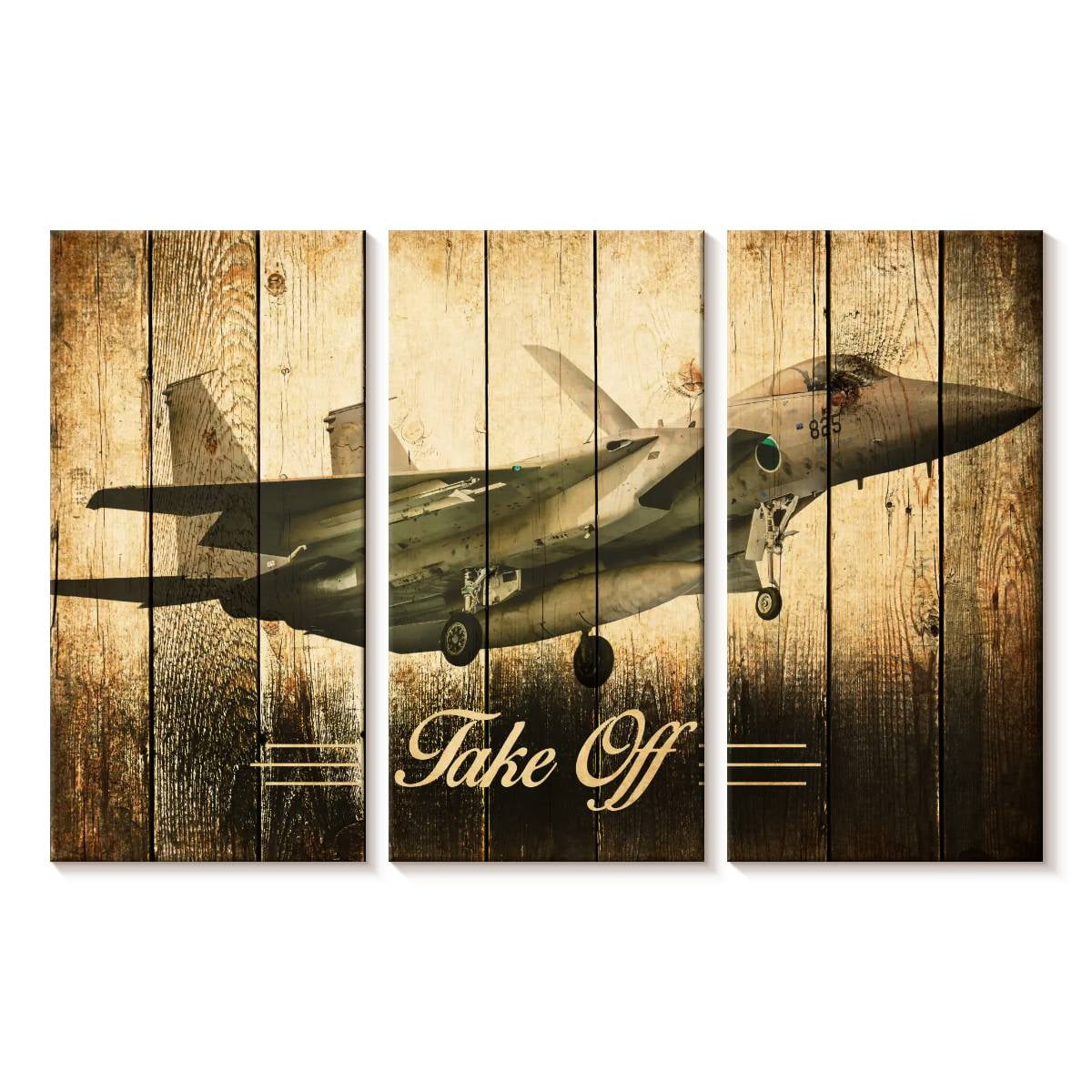 Elephant Stock Rustic Military Jet Wall Art - Horizontal Multi Panel ...