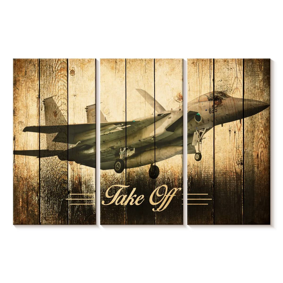 Elephant Stock Rustic Military Jet Wall Art - Horizontal Multi Panel ...