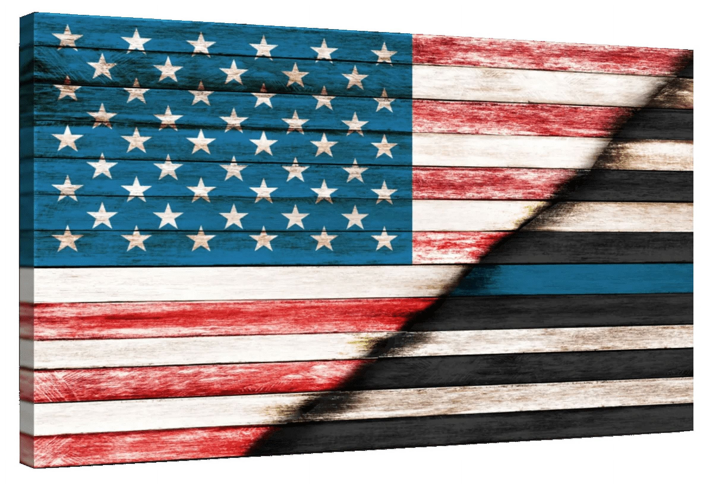 Elephant Stock Rustic Usa Police Flag Wall Art - Horizontal Canvas Wall ...