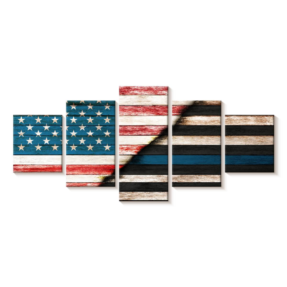 Elephant Stock Rustic Usa Police Flag Wall Art - Horizontal Multi Panel ...