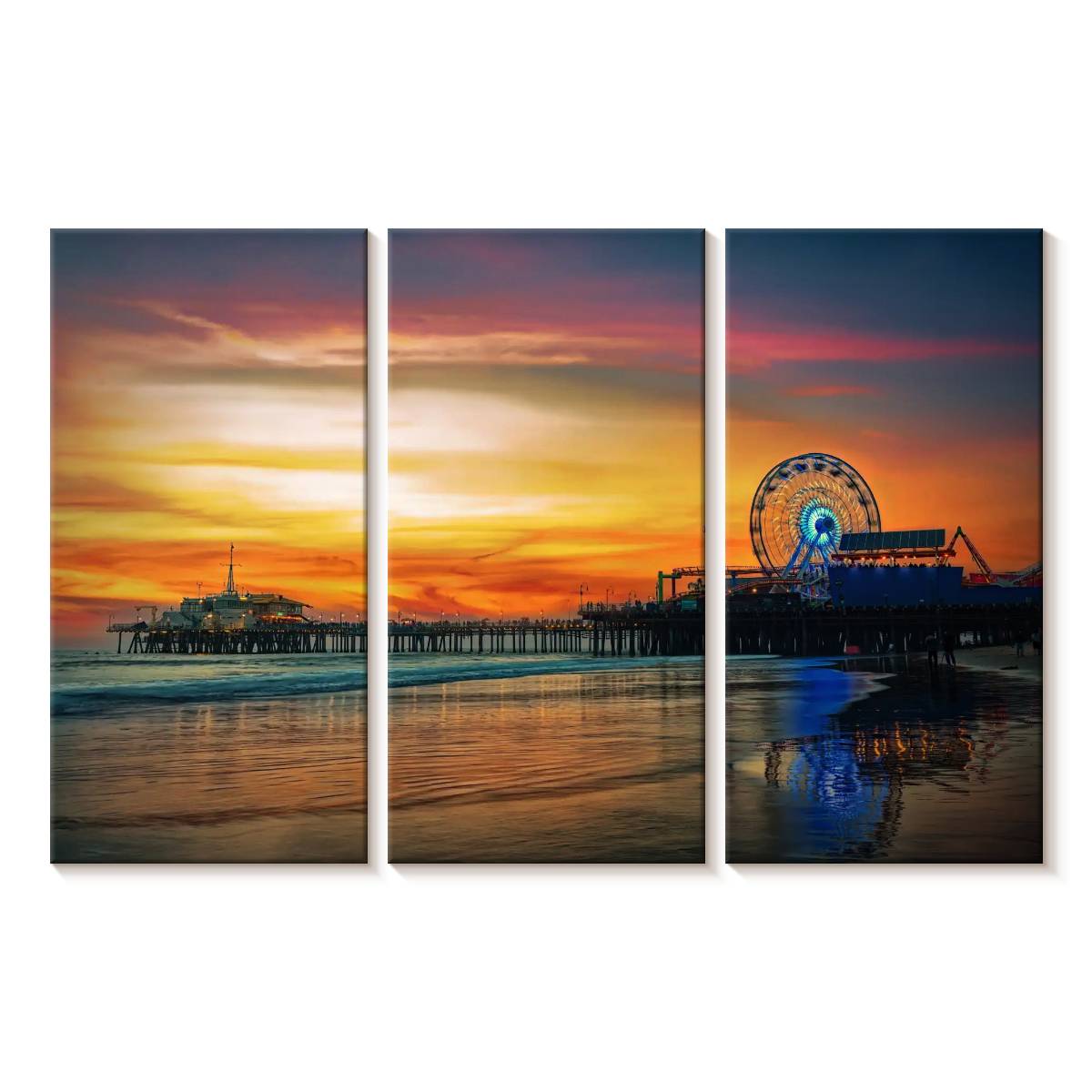 Elephant Stock Santa Monica Pier Sunset Wall Art - Horizontal Multi ...