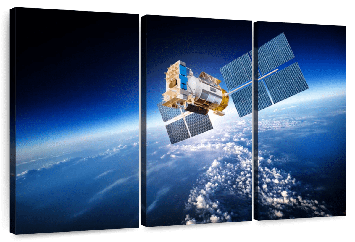 Elephant Stock Satellite Hovering Over Earth Wall Art - Horizontal ...