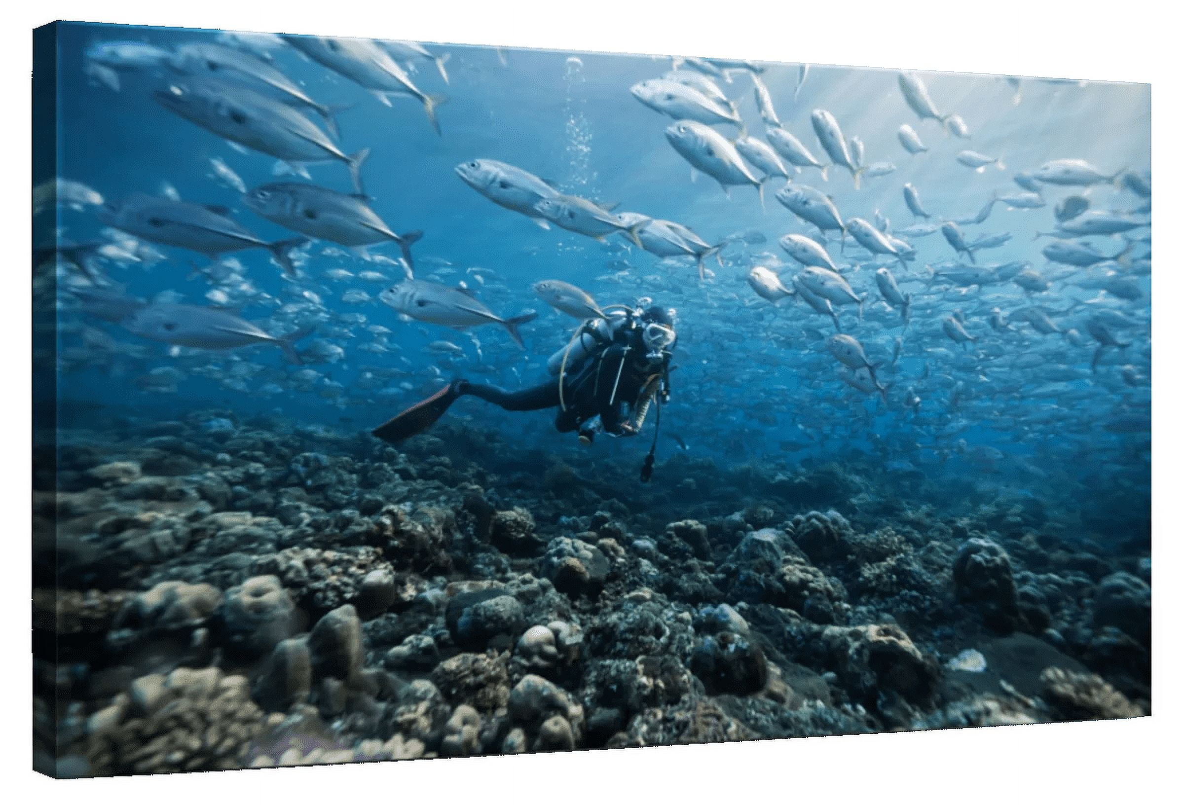 Elephant Stock Scuba Diver Wall Art - Horizontal Canvas Wall Art ...