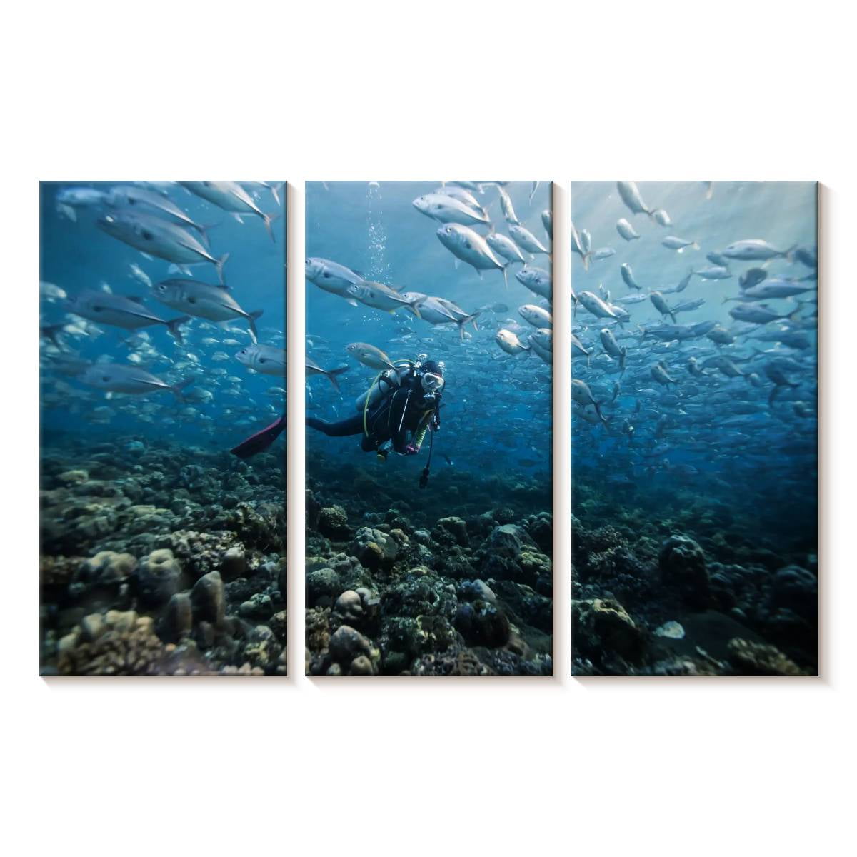 Elephant Stock Scuba Diver Wall Art - Horizontal Multi Panel Canvas ...