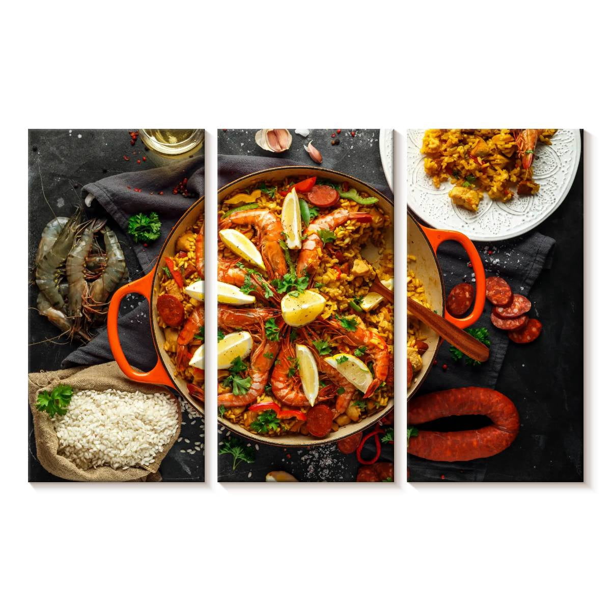 Elephant Stock Seafood Paella Wall Art - Horizontal Multi Panel Canvas ...
