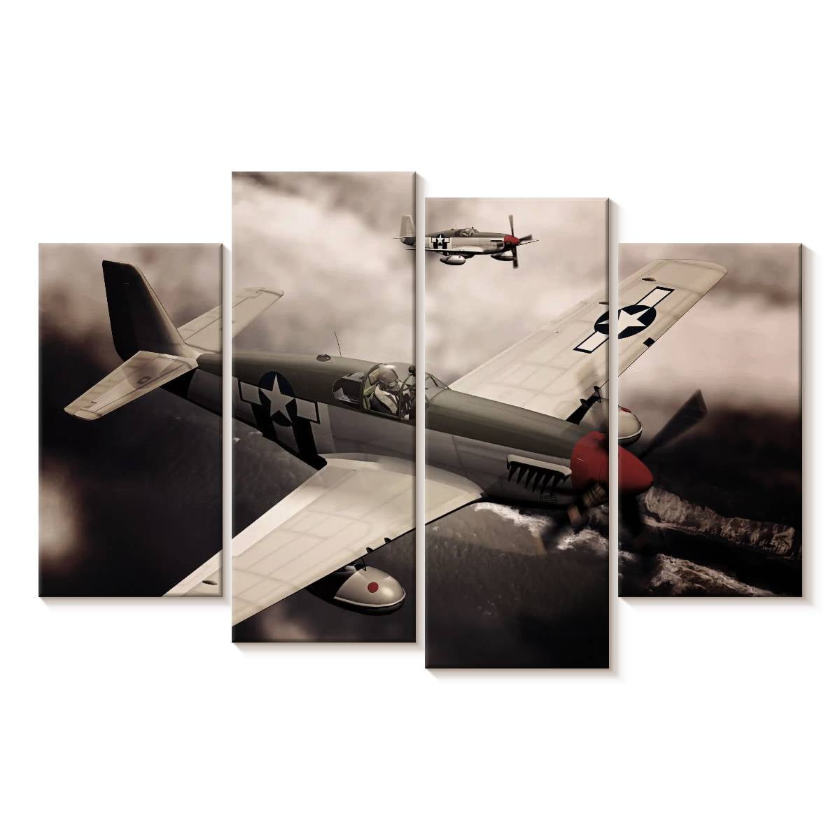 Elephant Stock Sepia Military Airplanes Wall Art - Horizontal Multi ...