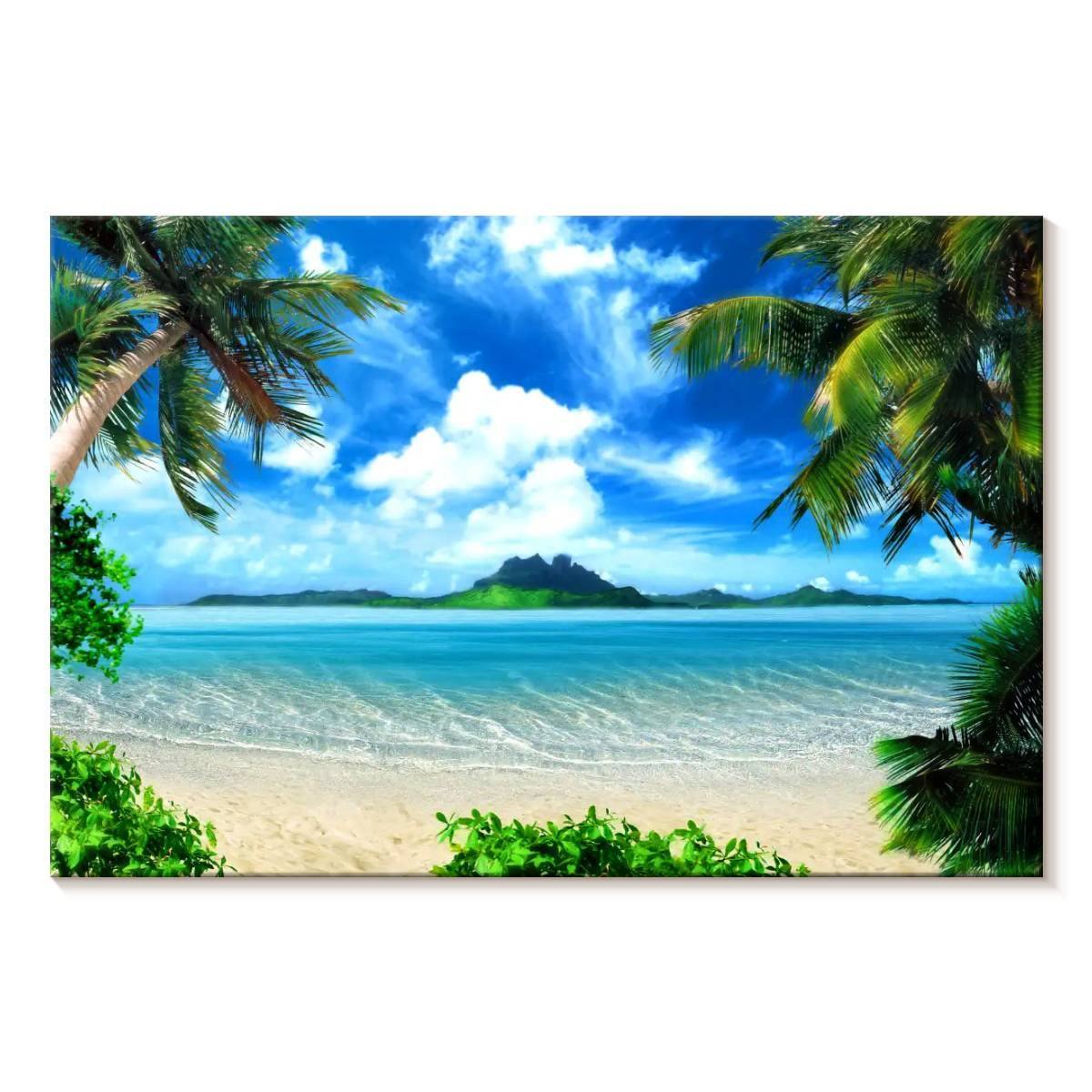 Elephant Stock Serene Beach Scene Wall Art - Horizontal Canvas Wall Art ...
