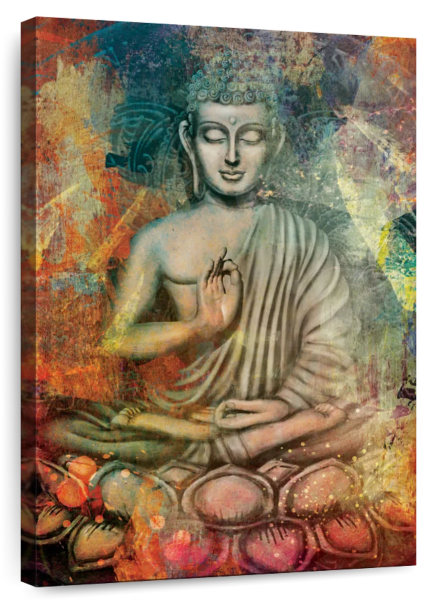 Elephant Stock Sitting Buddha In Colors Wall Art - Vertical Canvas Wall ...