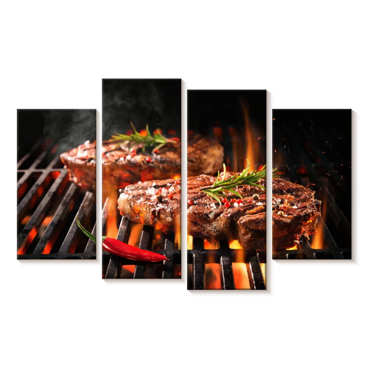 Elephant Stock Sizzling Beef Steaks Wall Art - Horizontal Multi Panel ...