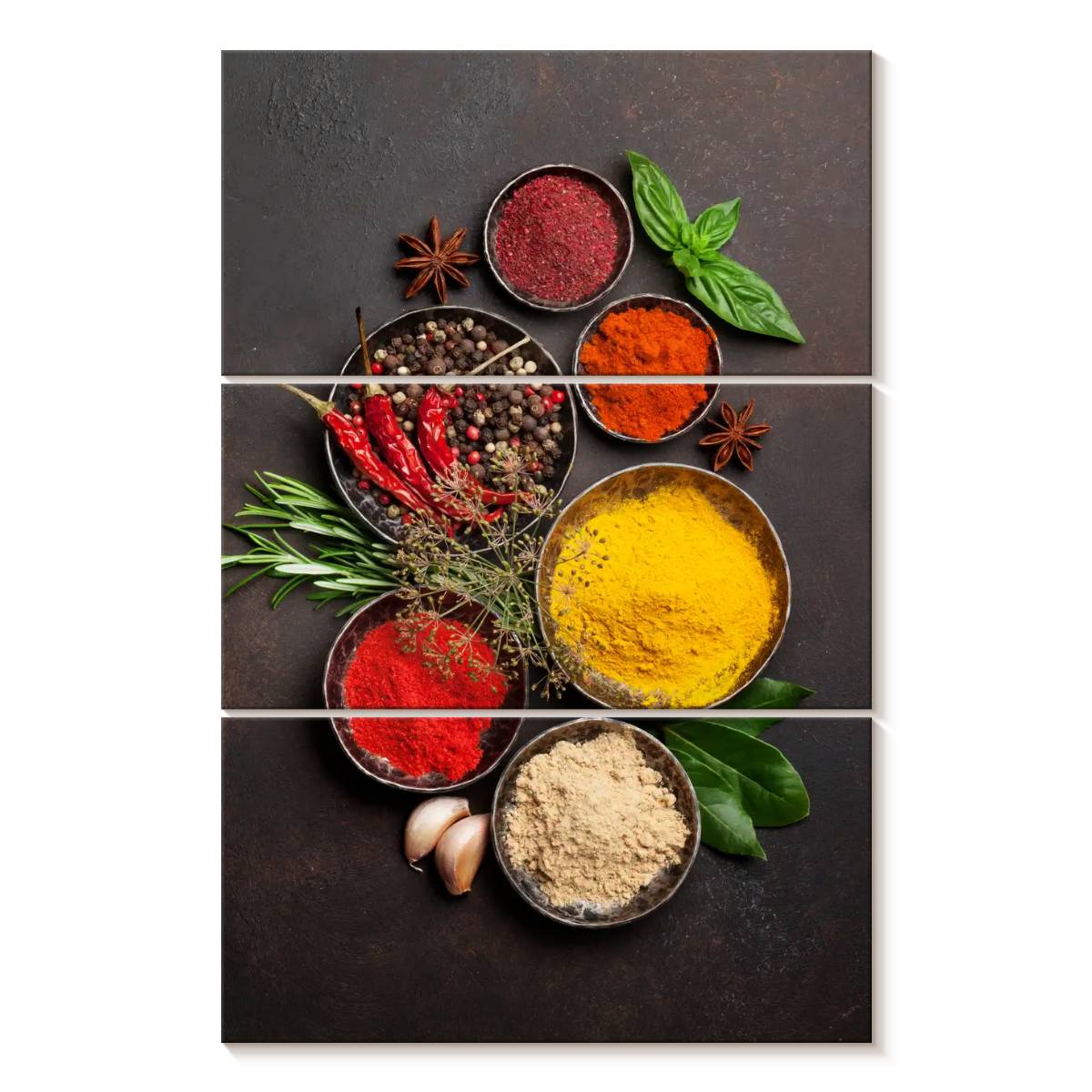 Quadro Spezie Cucina Aromatic Spices In Wooden Bowls On Rustic Kitchen ...