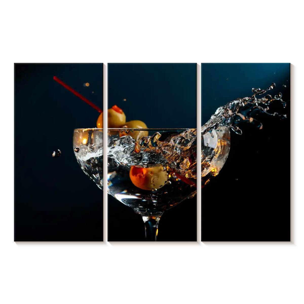 Elephant Stock Splash Martini Wall Art - Horizontal Multi Panel Canvas ...