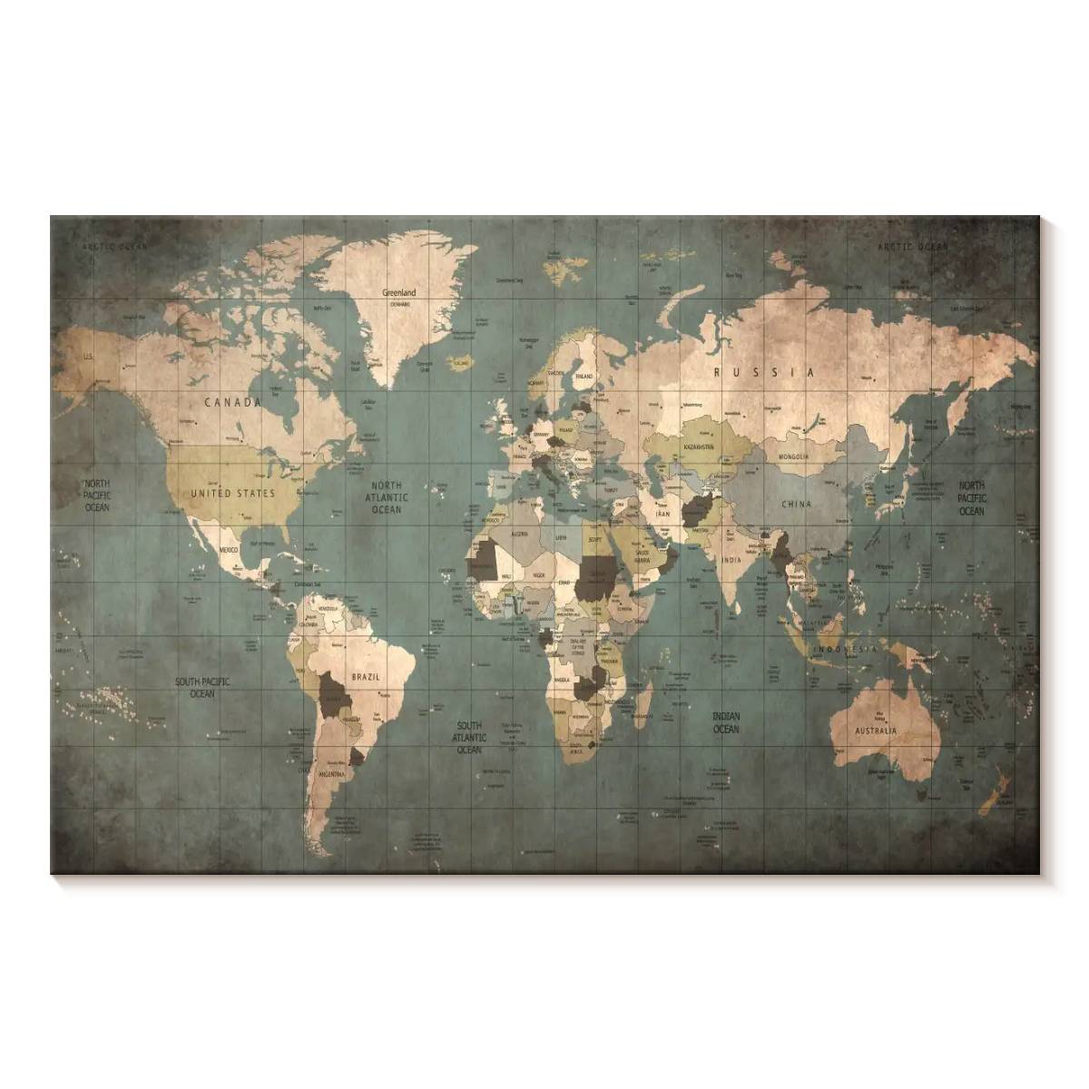 Elephant Stock Stained Map Wall Art - Horizontal Canvas Wall Art - Home ...