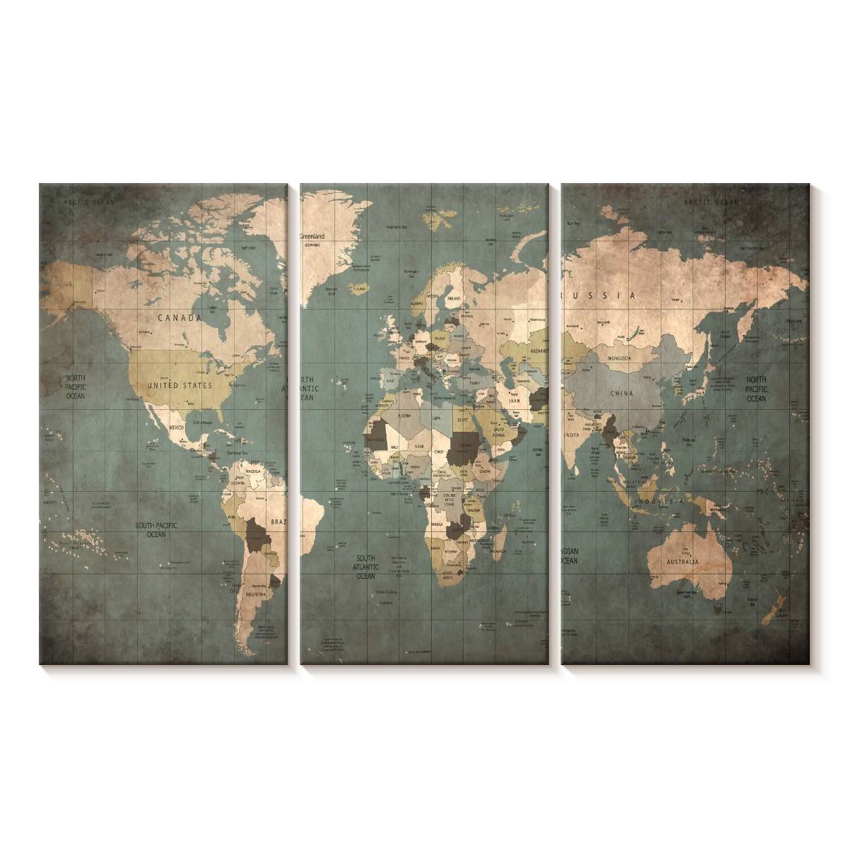 Elephant Stock Stained Map Wall Art - Horizontal Multi Panel Canvas ...