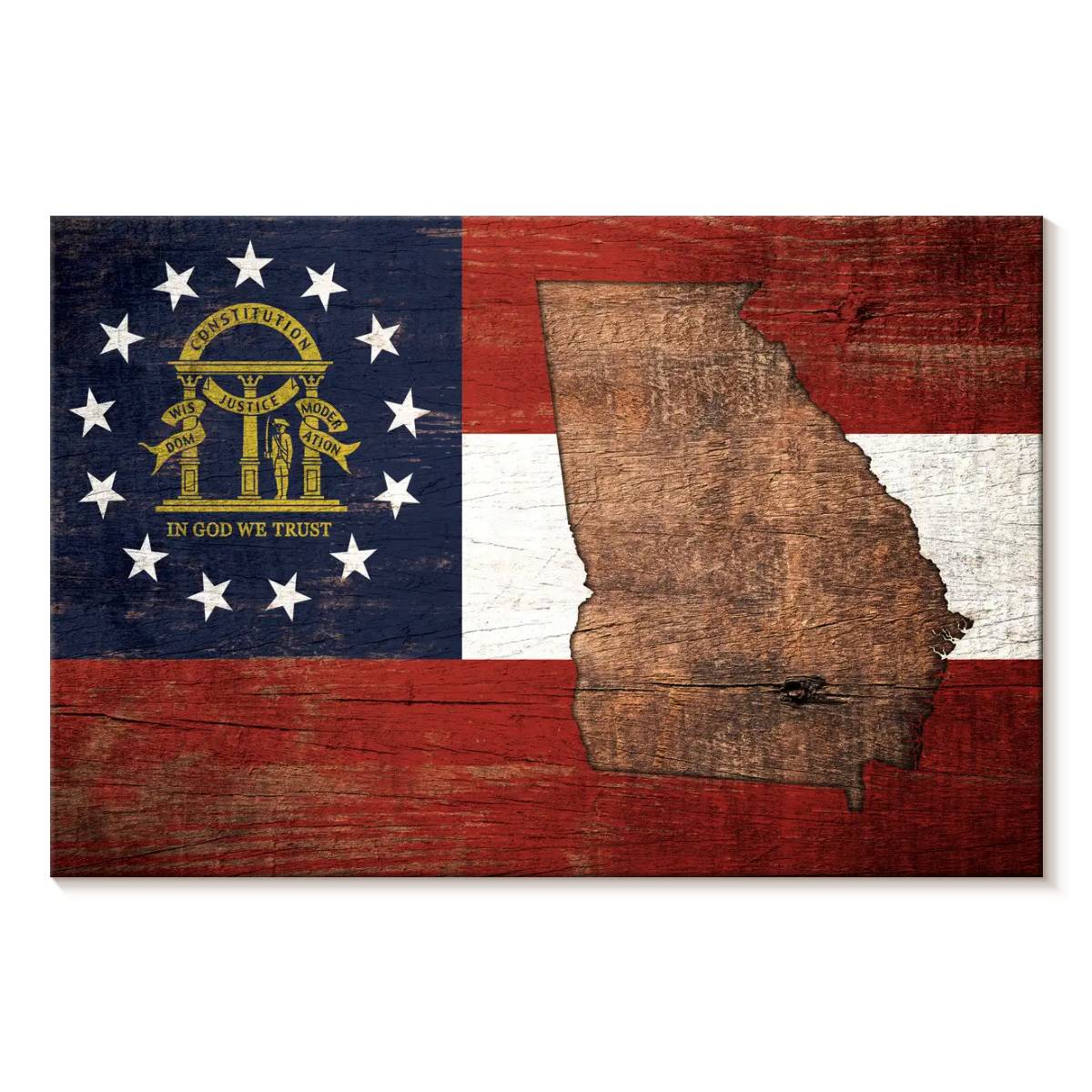 Elephant Stock State Map Over Georgia Flag Wall Art - Horizontal Canvas ...