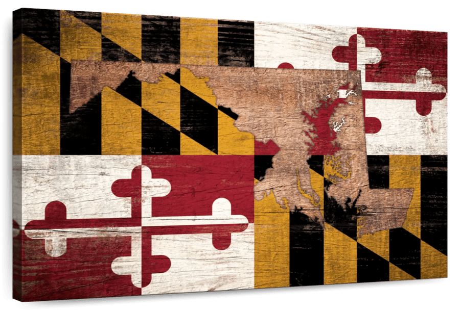 Elephant Stock State Map Over Maryland Flag Wall Art - Horizontal ...