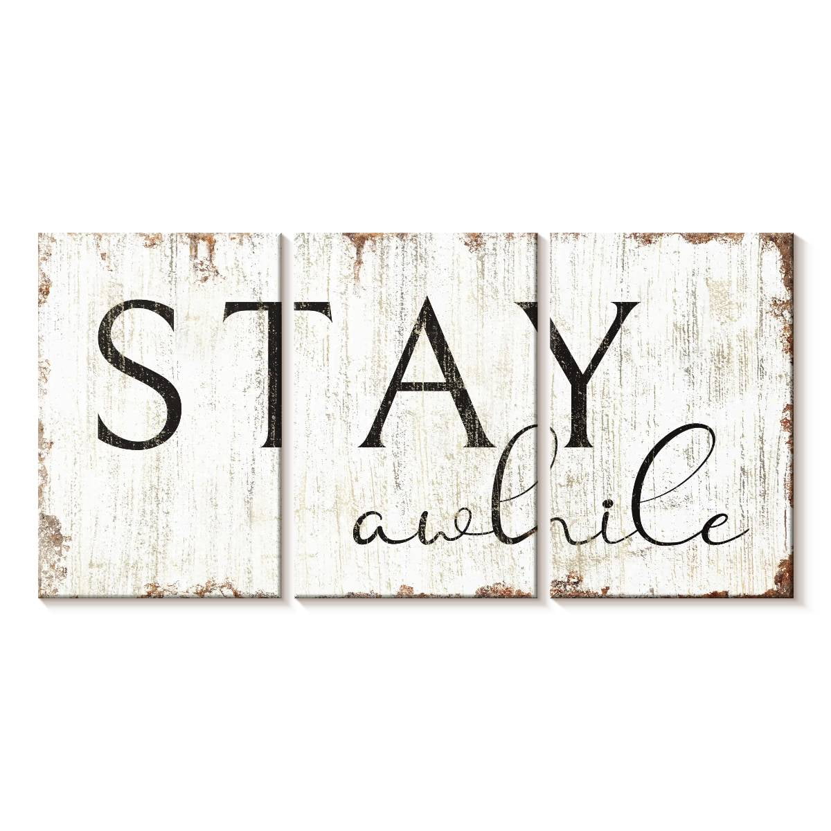 Elephant Stock Stay Awhile Typography Wall Sign Wall Art - Horizontal ...