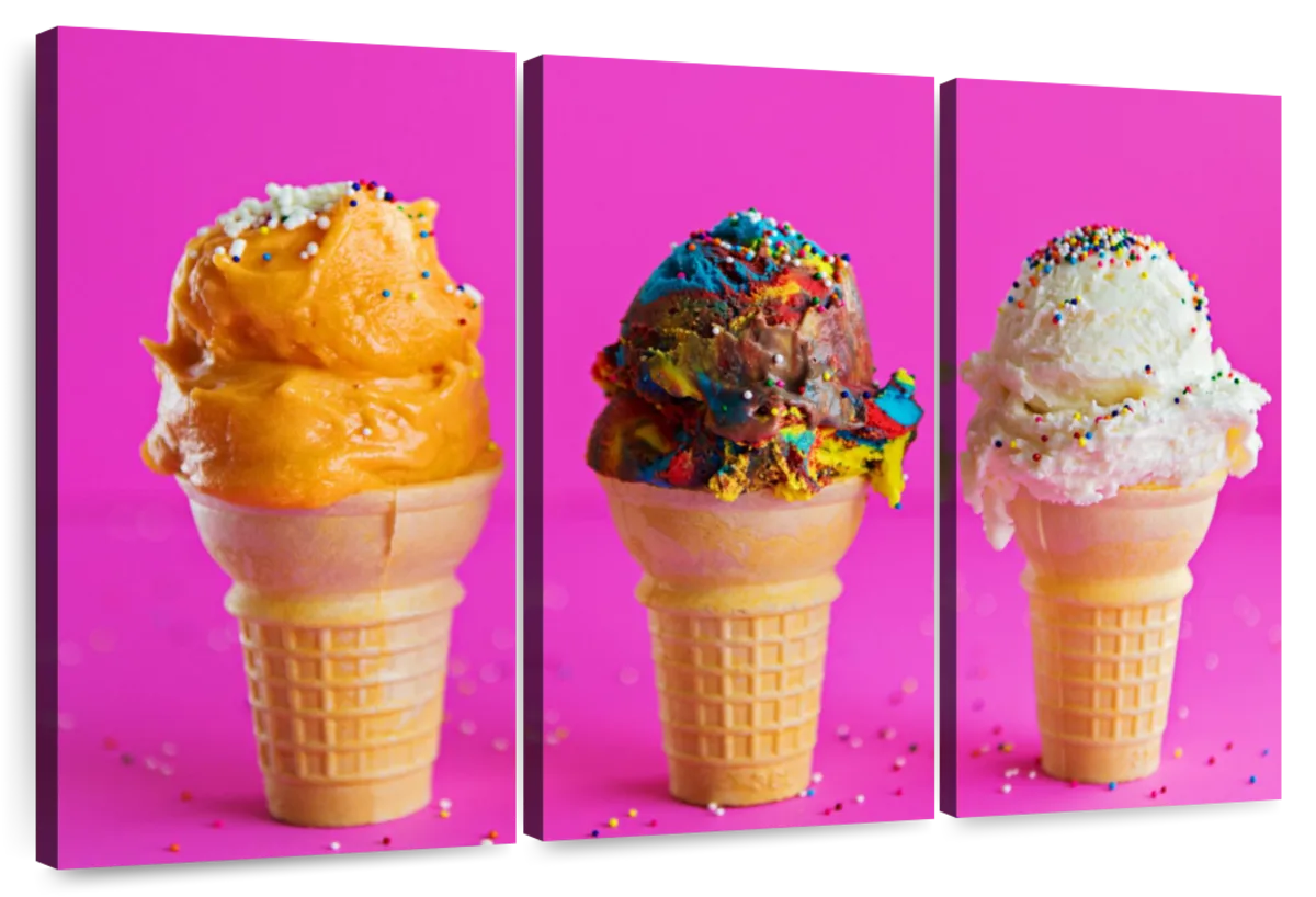 Elephant Stock Sundae Ice Cream Cones Wall Art - Horizontal Multi Panel ...