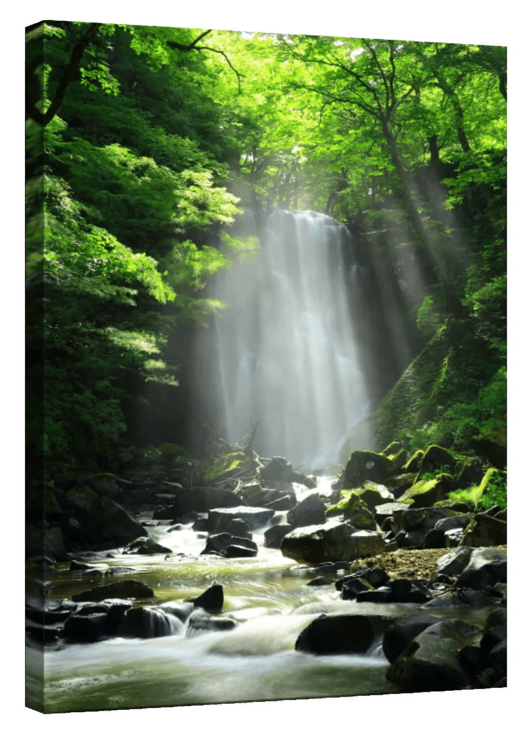 Elephant Stock Sunlit Kameda Waterfall Wall Art - Vertical Canvas Wall ...