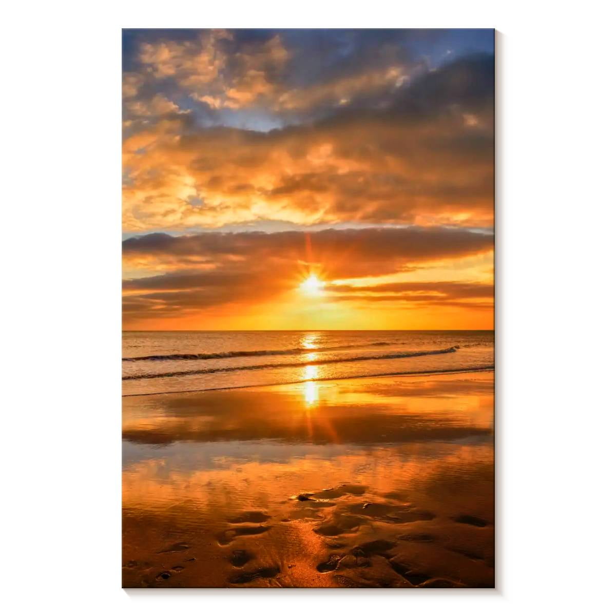 Elephant Stock Sunset Over The Beach Wall Art - Vertical Canvas Wall ...