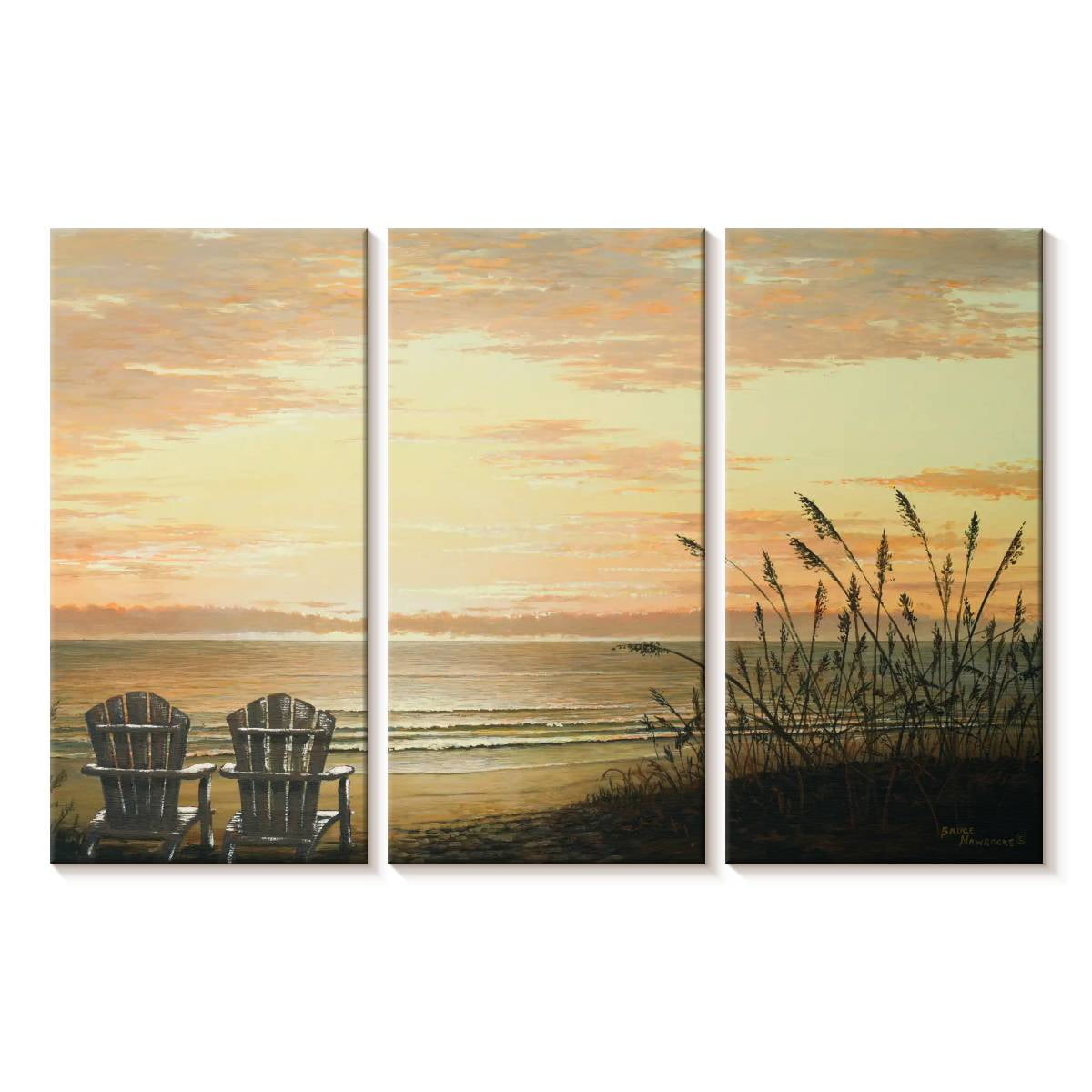 Elephant Stock Sunset Chairs Wall Art Horizontal Multi Panel Canvas Living Room Wall Decor