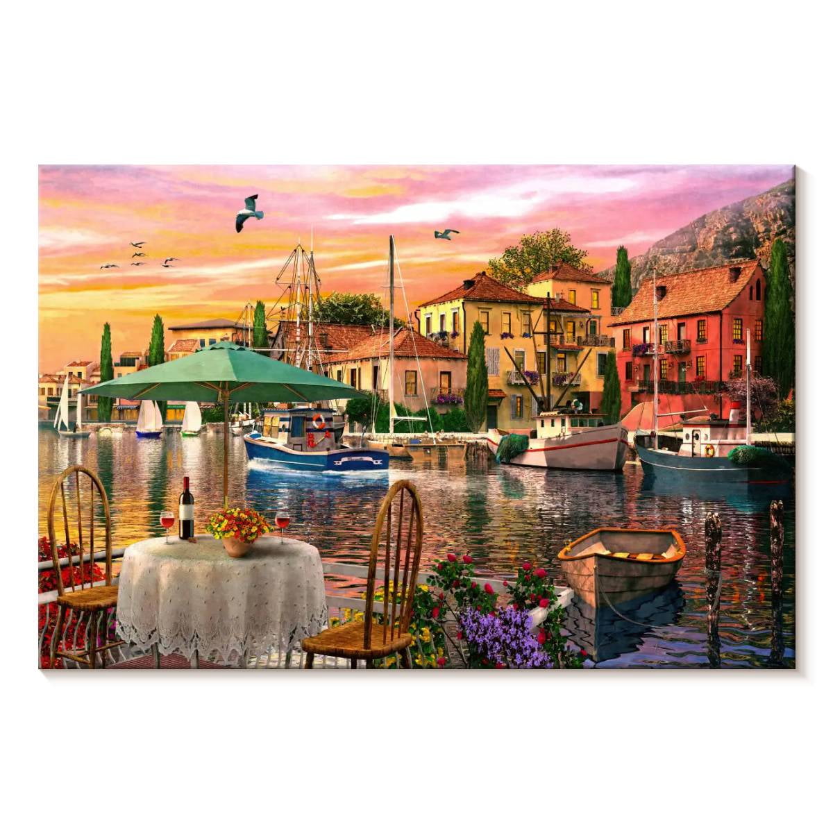 Elephant Stock Sunset Harbour I Wall Art - Horizontal Canvas Wall Art ...