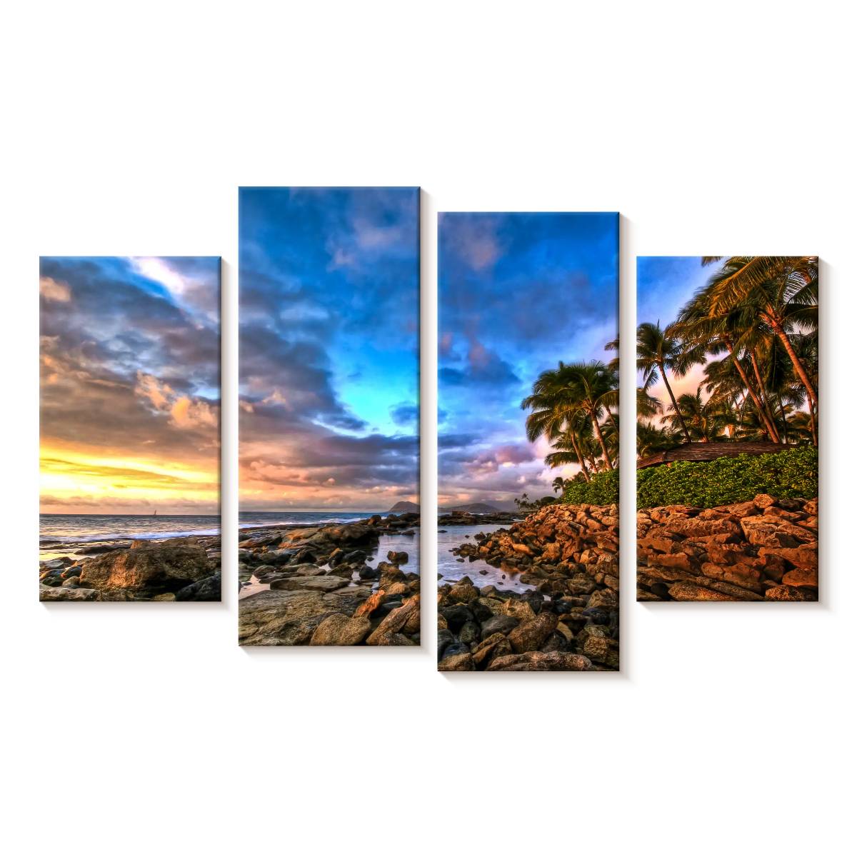 Elephant Stock Sunset In Secret Beach Wall Art - Horizontal Multi Panel ...