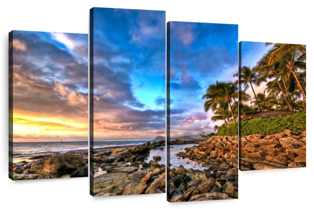 Elephant Stock Sunset In Secret Beach Wall Art - Horizontal Multi Panel ...