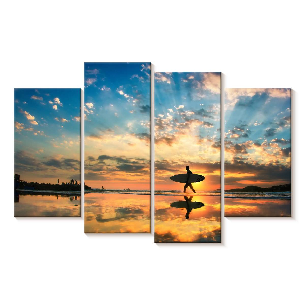 Elephant Stock Sunset Surfer Reflection Wall Art - Horizontal Multi ...