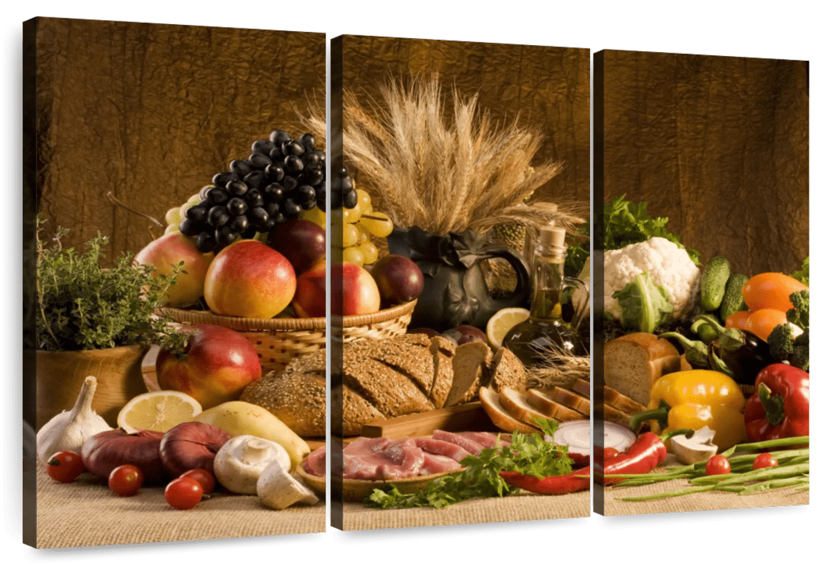 Elephant Stock Table Of Food Wall Art - Horizontal Multi Panel Canvas ...
