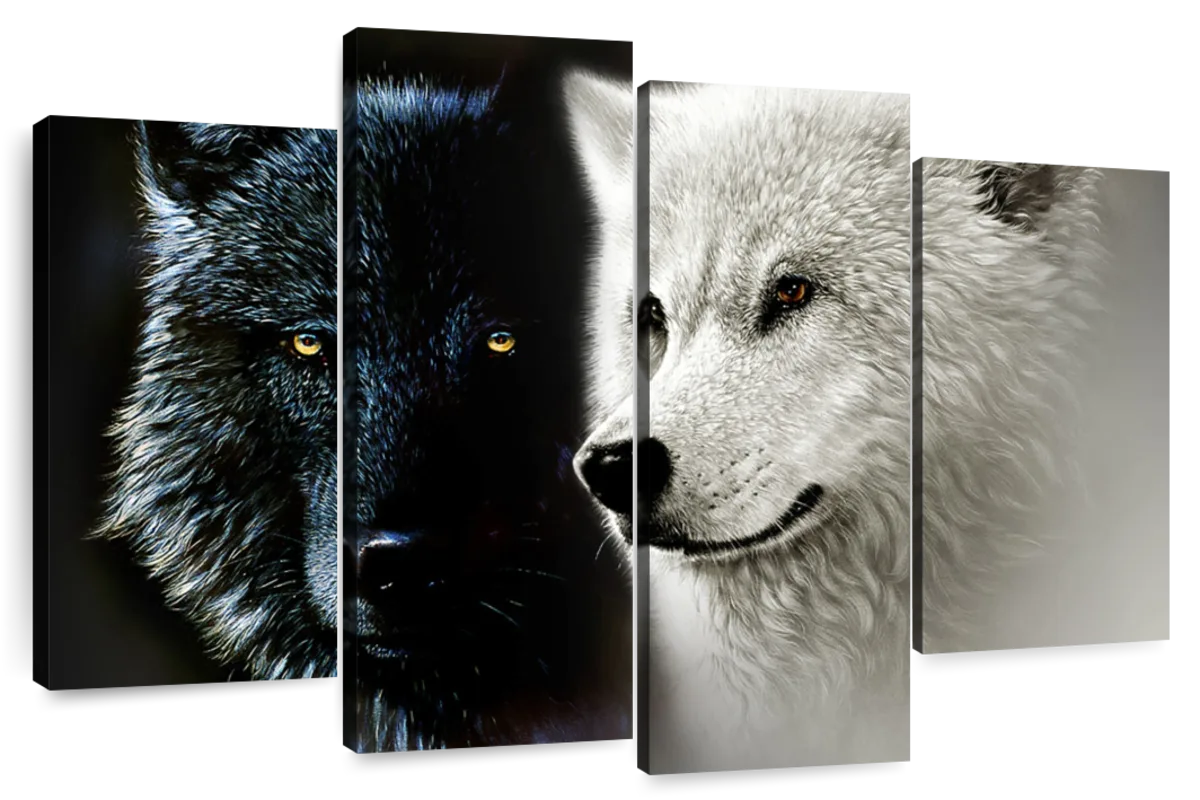 Elephant Stock Tale Of Two Wolves Wall Art - Horizontal Multi Panel Canvas - Living Room Wall ...
