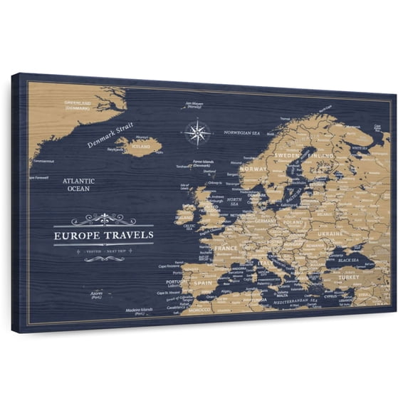 Elephant Stock Time Flies Push Pin World Map Ii Wall Art - Map Canvas ...