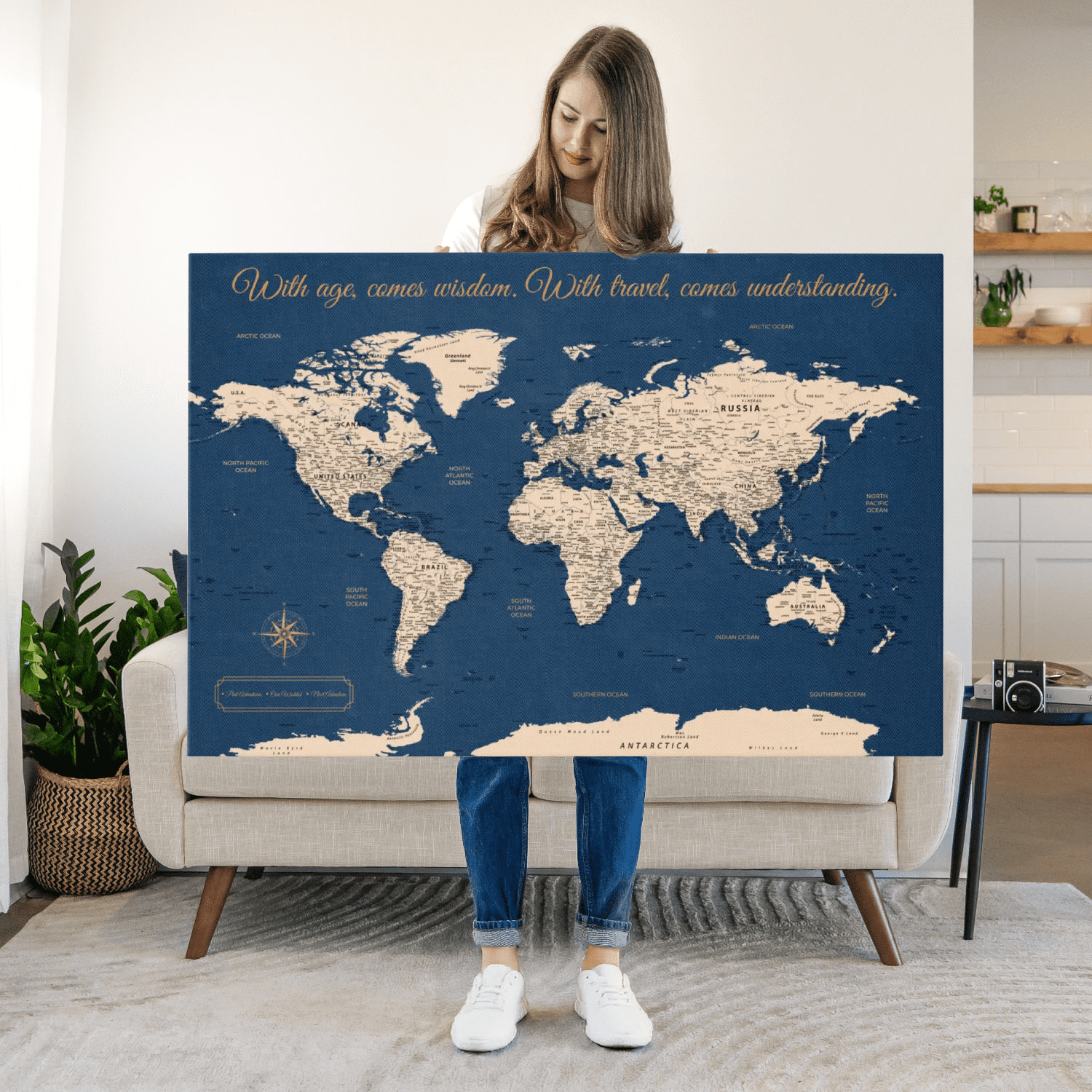 Elephant Stock Travel Wisdom Ii Push Pin World Map Wall Art - Map ...