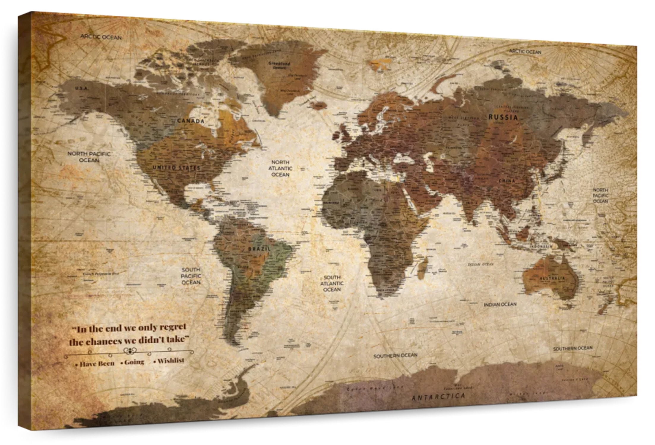 Elephant Stock Travels Planned And Taken World Push Pin Map Wall Art ...