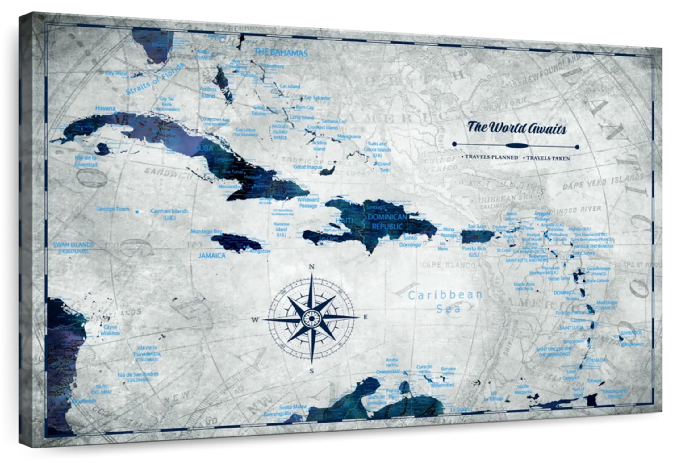 Elephant Stock Travels Planned And Taken World Push Pin Map Wall Art ...