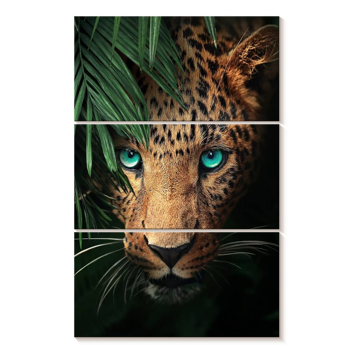 Elephant Stock Turquoise Eyed Leopard Wall Art - Vertical Multi Panel ...