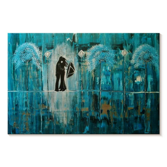 Elephant Stock Turquoise Rain Romance Wall Art - Horizontal Canvas Wall ...