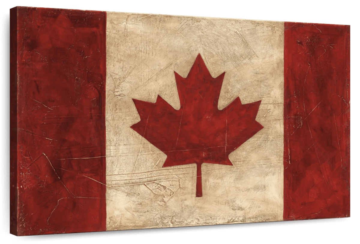 Elephant Stock Vintage Canadian Flag Wall Art - Horizontal Canvas Wall ...