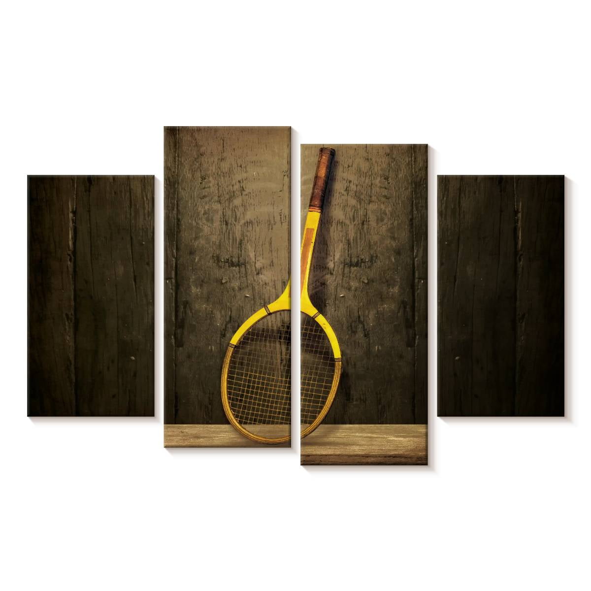 Elephant Stock Vintage Tennis Racket Wall Art - Horizontal Multi Panel ...