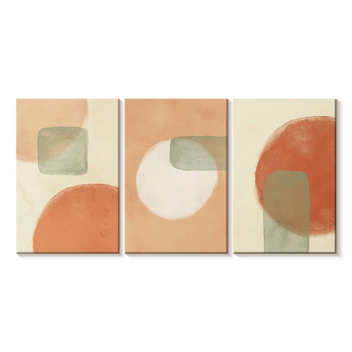 Elephant Stock Warm Geometric Triptych Wall Art - Horizontal Multi ...