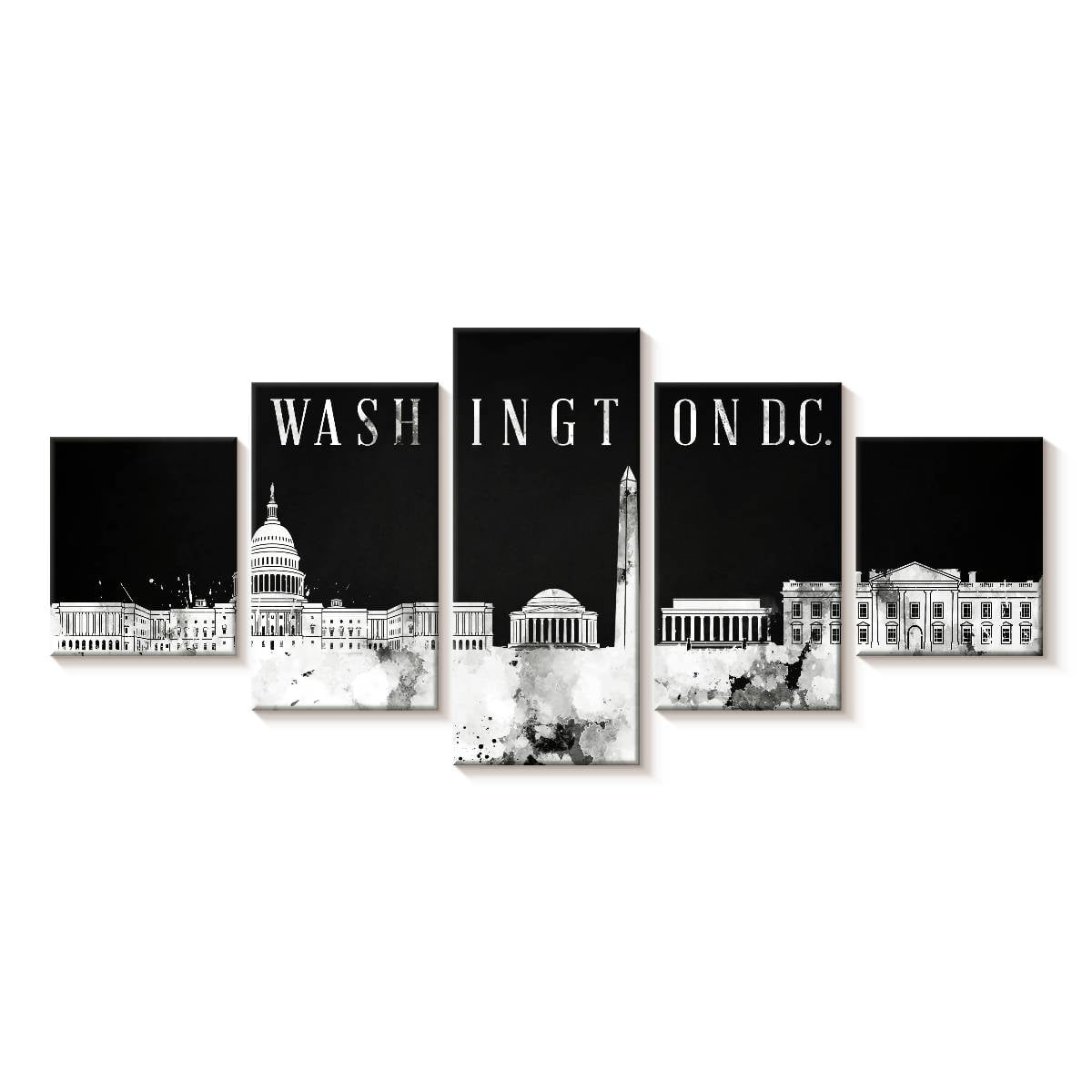 Elephant Stock Washington Dc Skyline Bw Wall Art - Horizontal Multi ...