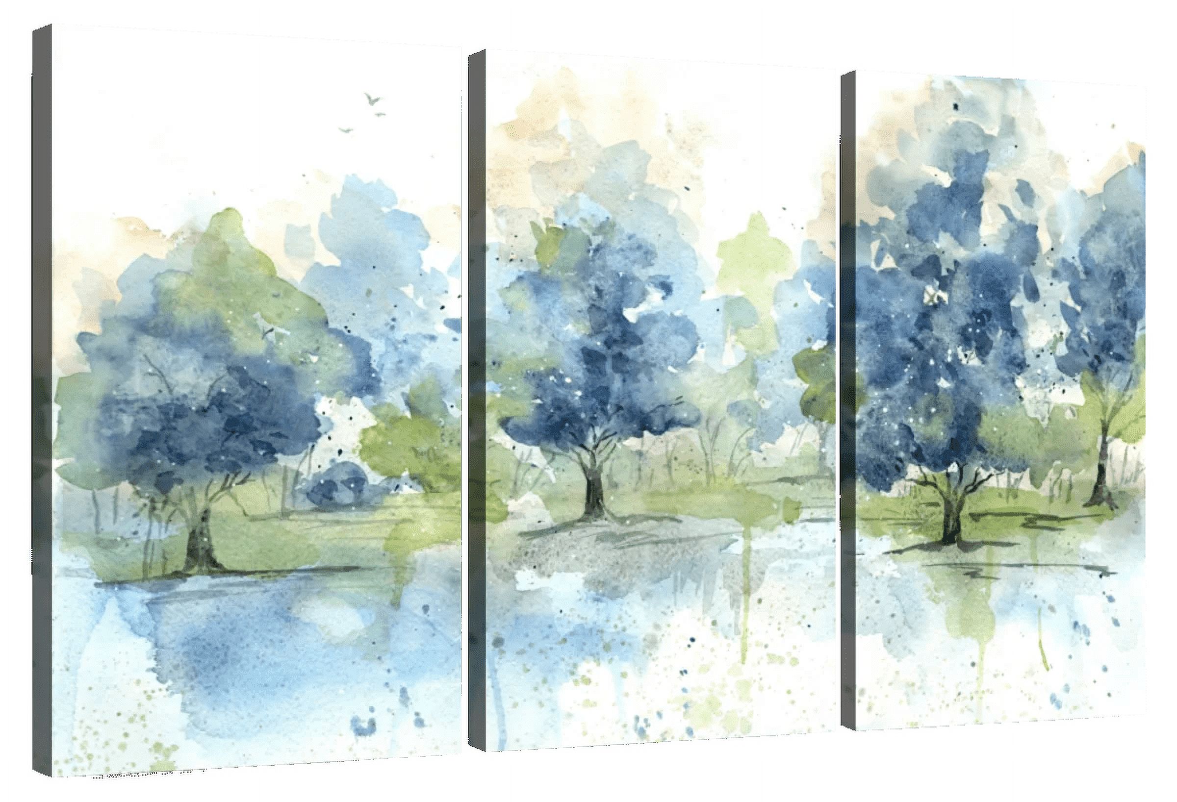 Elephant Stock Washy Blue Landscape Wall Art - Horizontal Multi Panel ...