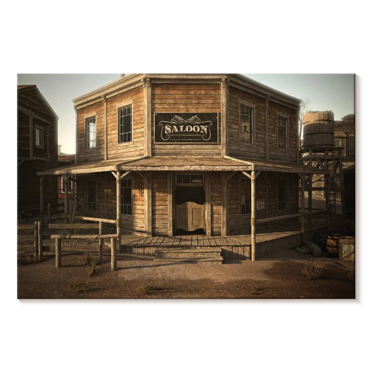 Elephant Stock Western Saloon Bar Wall Art - Horizontal Canvas Wall Art ...