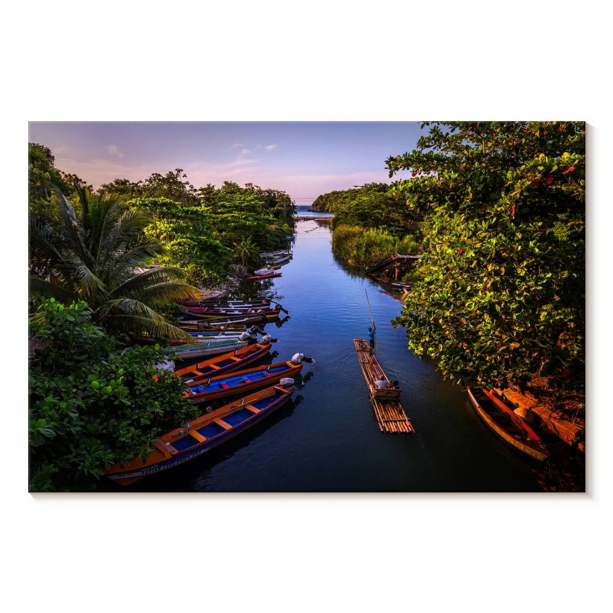 Elephant Stock White River Boats And Raft Wall Art - Horizontal Canvas ...