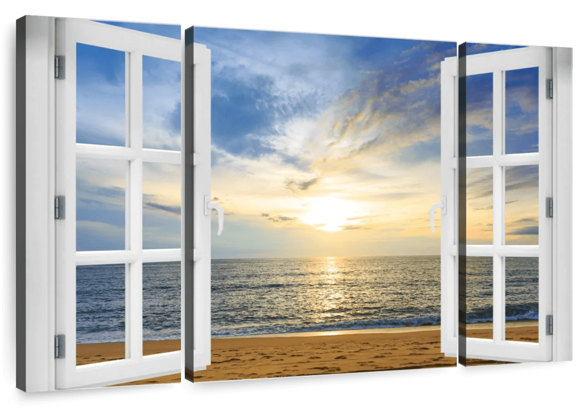 Elephant Stock Window To Ethereal Beach Wall Art - Horizontal Multi ...