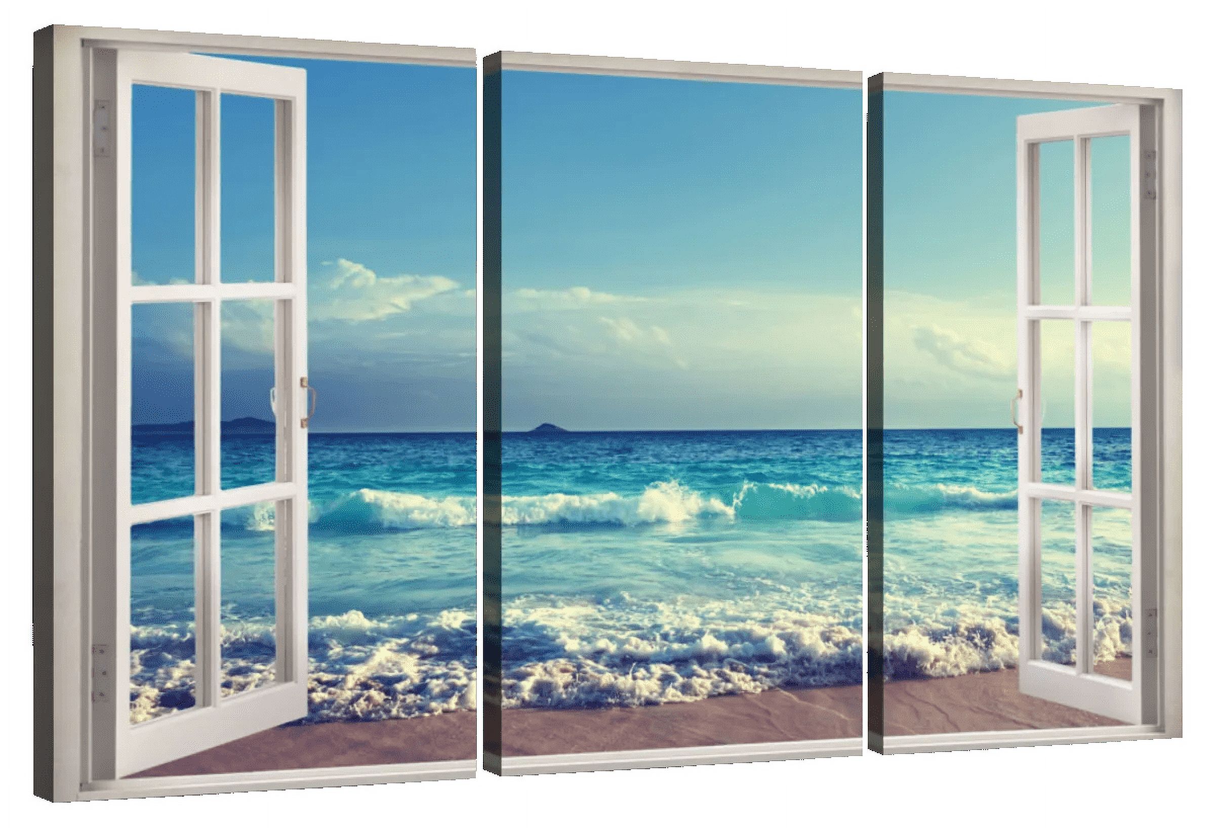 Elephant Stock Window To Sultry Beach Wall Art - Horizontal Multi Panel ...