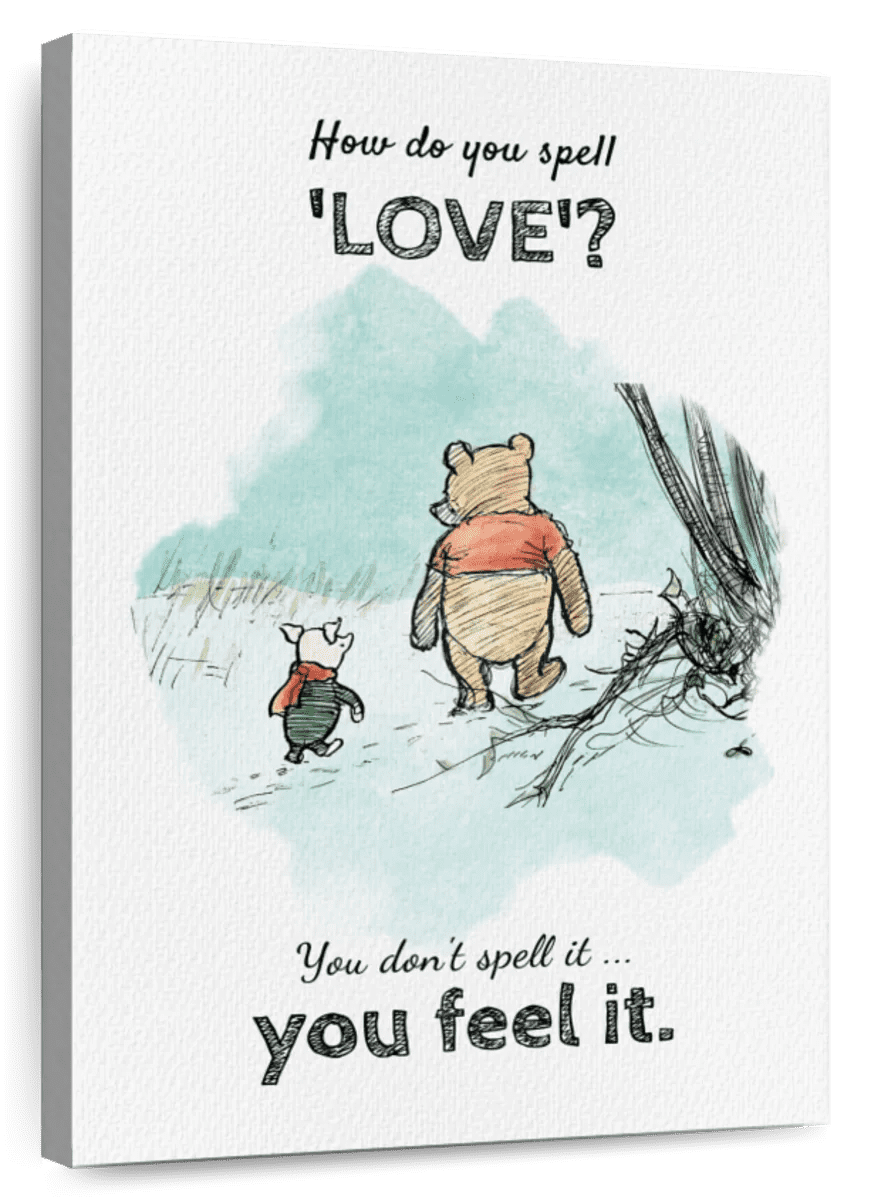 Elephant Stock Winnie The Pooh Feel Love Quote Wall Art - Vertical ...